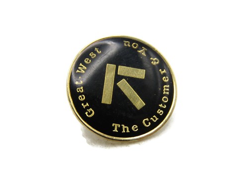 Great West Pin The Customer & You Arrow Graphic Gold Tone | eBay