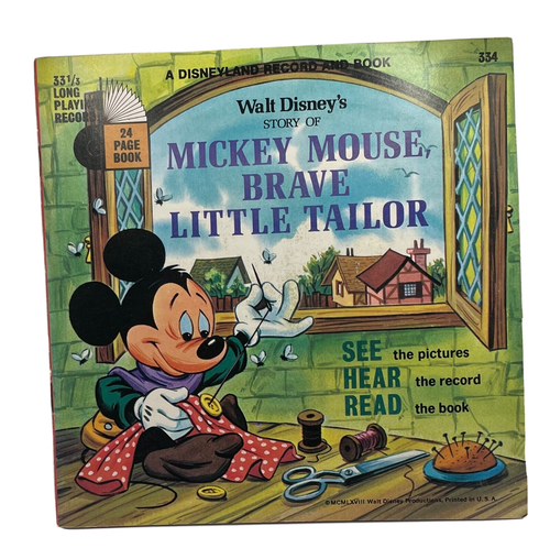 Mickey Mouse Brave Little Tailor Walt Disney Book with Record See Hear ...