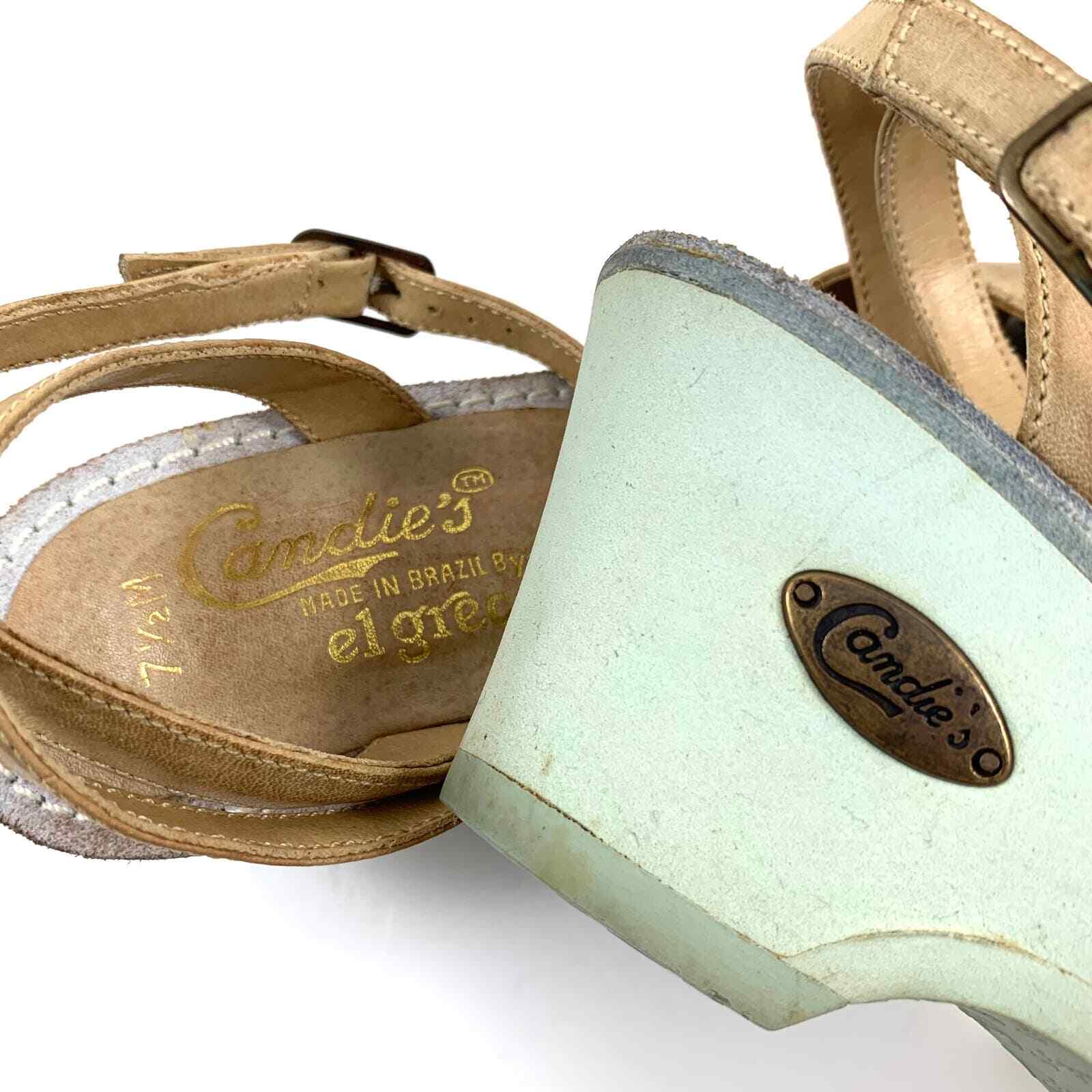 1970's CANDIES EL GRECO nude leather wedge sandals - Gem