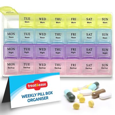 Pill Box Large Daily Tablet Organiser 7 Day Night Holders Travel ...