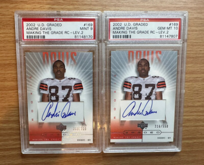 Andre Davis 2002 UD Graded Rookie Autograph RC Auto #169 PSA 9 + 10 Lot ...