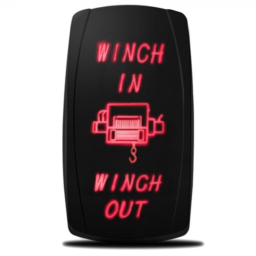 5Pin Red Winch Lights Rocker Switch Laser Etched LED 12V-24V For Car ...