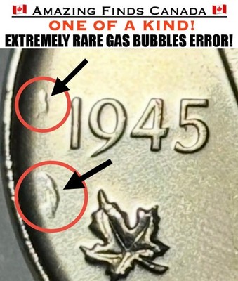 RARE ERROR! 2005 P Canada 5 Cent Victory V Nickel Coin! GAS BUBBLES ...