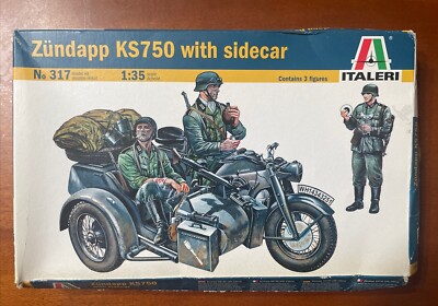 Zündapp KS750 w/Sidecar & 3 Figs Italeri 1/35 Scale Unassembled Plastic ...