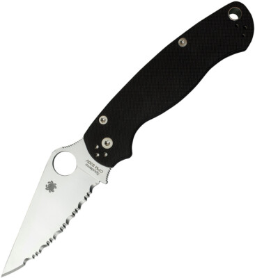 Spyderco Para-Military 2 Spyder Edge Folding Blade Black G10 Handle ...