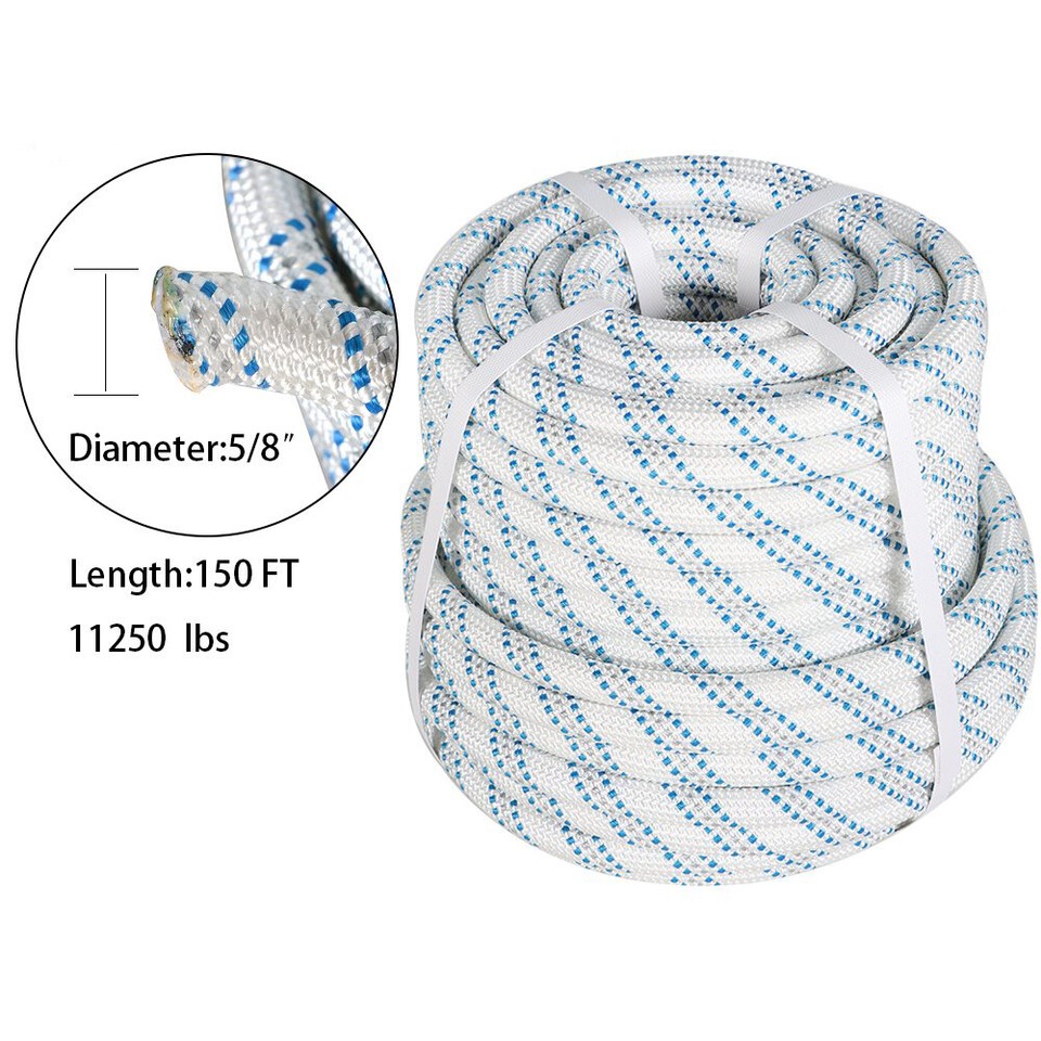 5/8"x150' Braid Nylon Polyester Low-stretch Rope Pulling Rigging ...