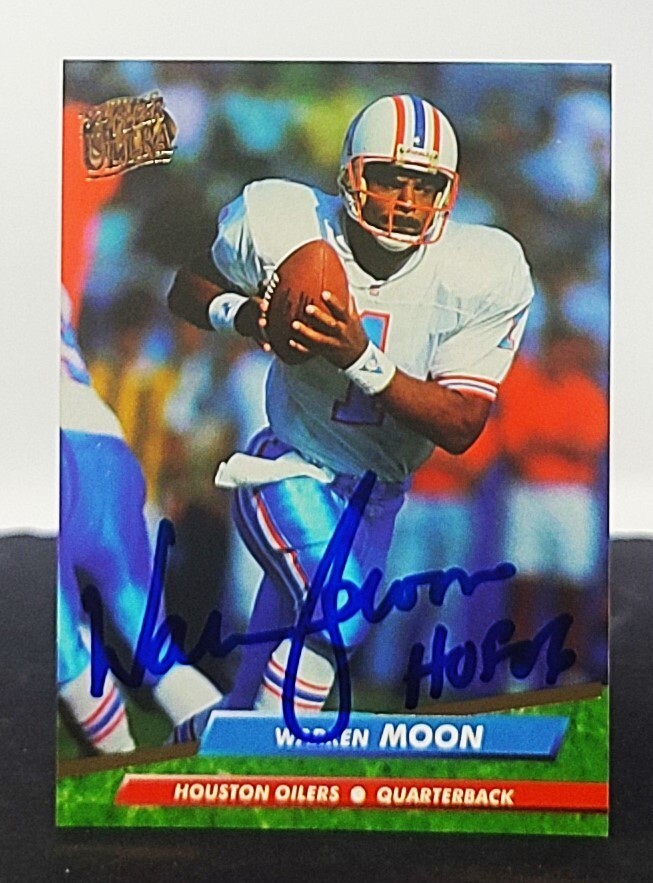 WARREN MOON Signed 1992 Fleer Ultra Football Trading Card #151 Houston ...