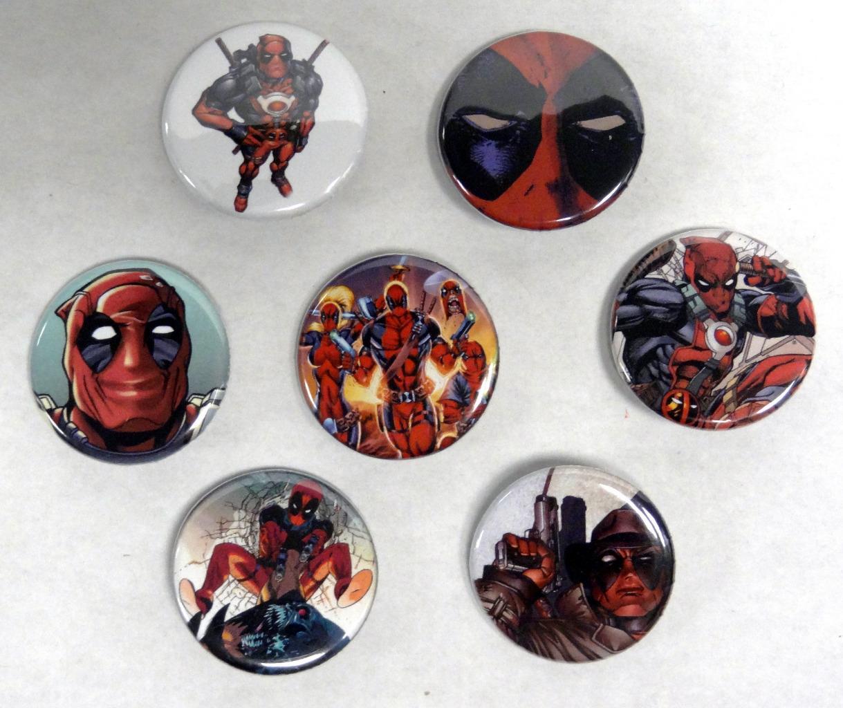 DEADPOOL SET OF 7 PINS BUTTONS MARVEL NOW COMICS MERC WITH A MOUTH PIN ...