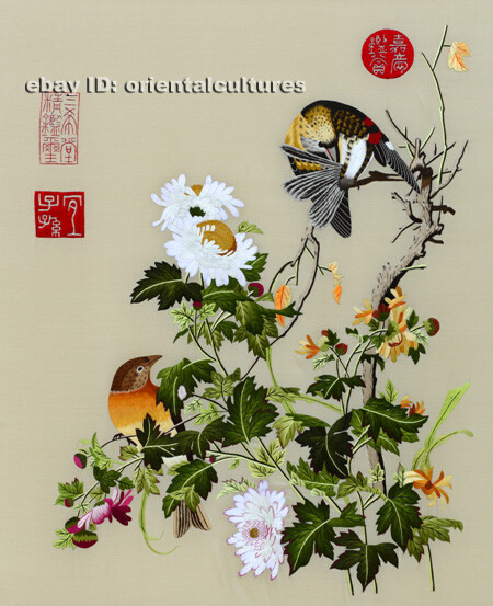Chinese 100% real natural silk thread,su hand embroidery kits:birds ...