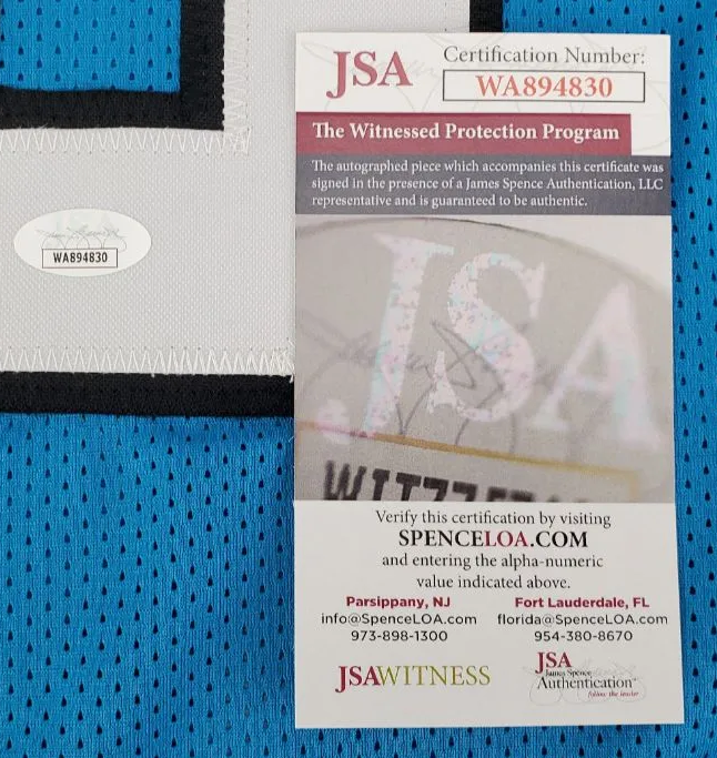 BRIAN BURNS Signed Carolina Panthers Custom Jersey (JSA Witnessed ...