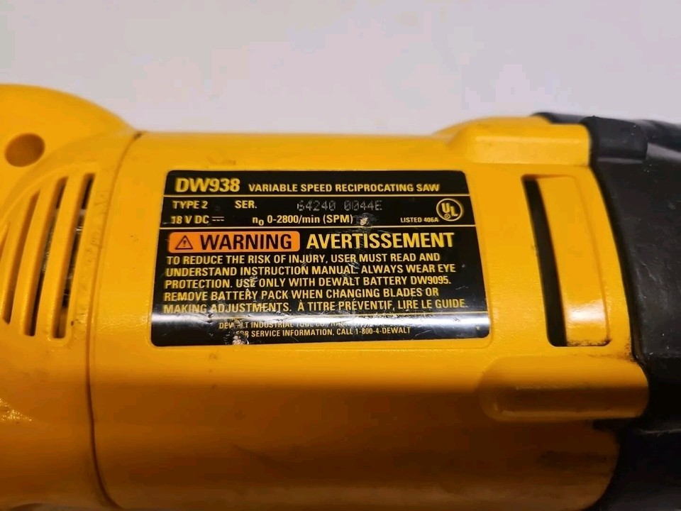 DeWalt DW938 Variable Speed Reciprocating Saw | eBay