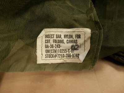 Vtg 1961 Vietnam Era US Army Insect Mosquito Net Bar For Canvas Folding ...