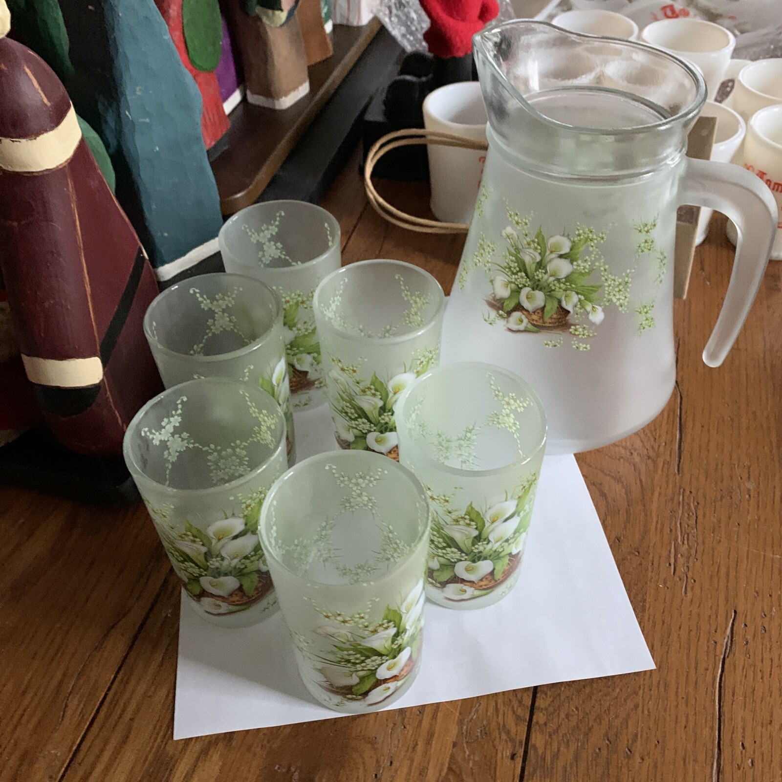 KIG Briliant Brand Pitcher and 6 Glasses (Lily Pattern) | eBay