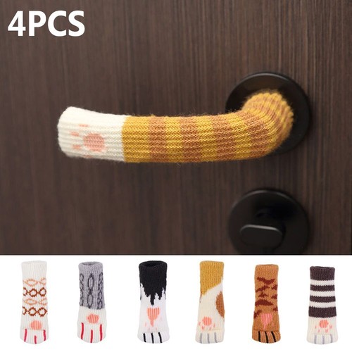 Room Glove Cat Claw Warm Knitting Door Knob Cover Protector Handle ...