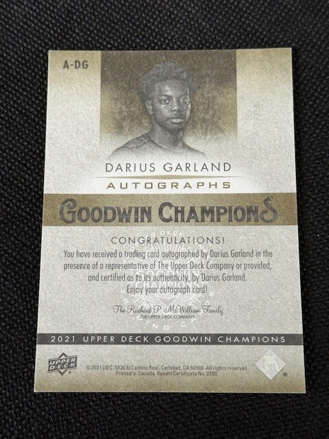 2021 UD Goodwin Champions Inscriptions Darius Garland AUTO #03/35 ...