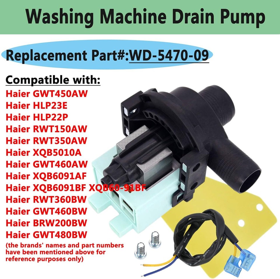 Washer Water Drain Pump For Haier Washing Machine HLP21N HLP23E RWT350 ...