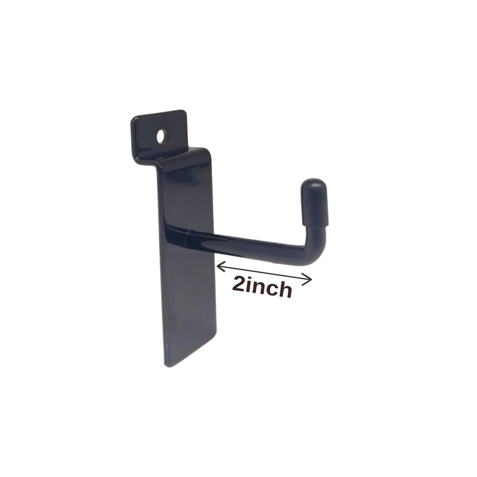 BLACK SINGLE PRONG HOOK SLATWALL HOOKS ACCESSORY SHOP DISPLAY (5,10,25 ...