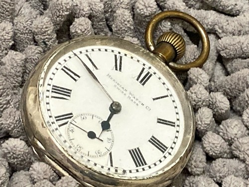 pocket watch MERIDIAN SWISS 0.900 silver sterling case JW CALIBRE 474 ...