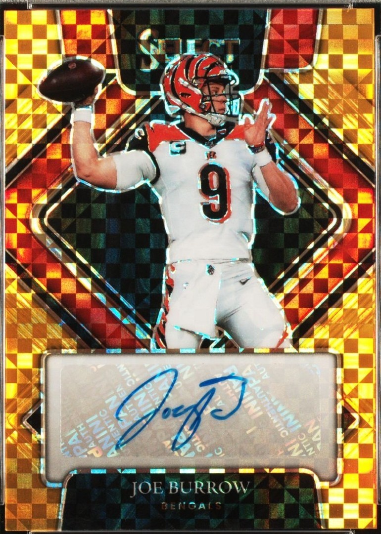2021 Panini Select - Signatures Joe Burrow #SIP-28 Gold Prizm /10 (AU ...