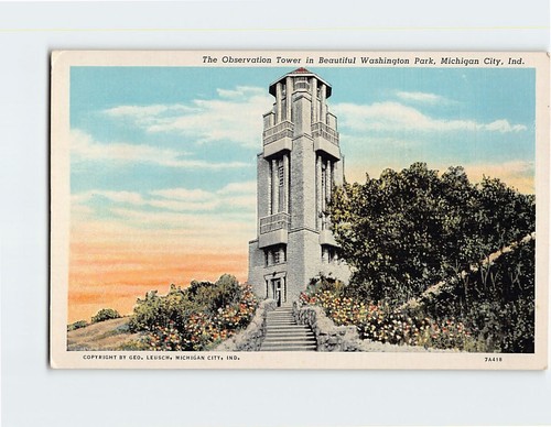 Postcard The Observation Tower in Washington Park, Michigan City ...