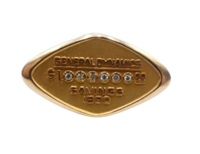 General Dynamics 10K Yellow Gold Diamonds 1,000,000 Savings 1990 ...