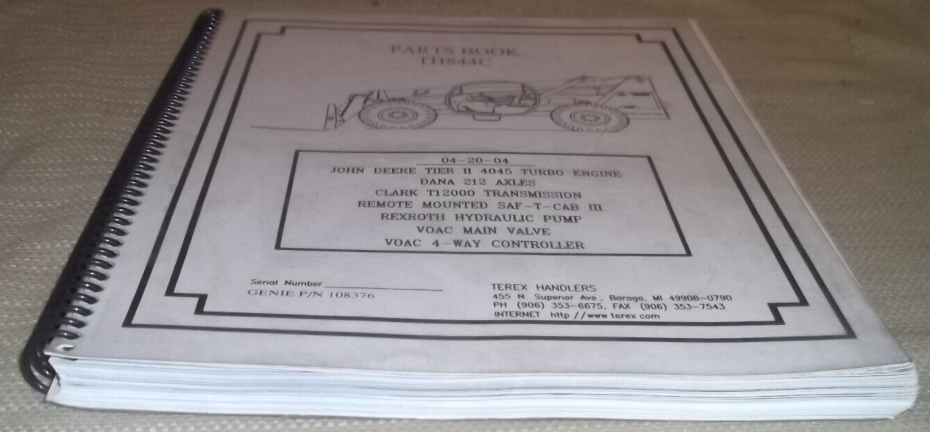 TEREX HANDLER TH844C TELEHANDLER FORKLIFT PARTS MANUAL BOOK CATALOG | eBay