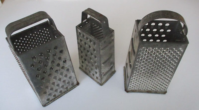 3 Vintage Cheese Grater lot of 3 Box Shaped Awesome Patina & Contrast ...