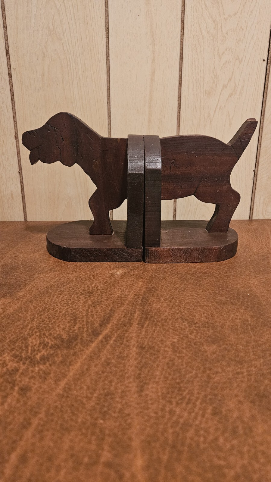 Vintage Wooden Bookends, Unique Hand Carved Hunting Dog Two Piece Set ...