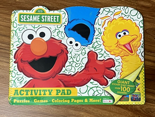 SESAME STREET 123 Giant Activity Pad Stickers Puzzles Games Coloring ...