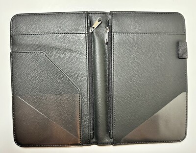 5 Server Books with 2 Zipper Pockets Leather Black | eBay