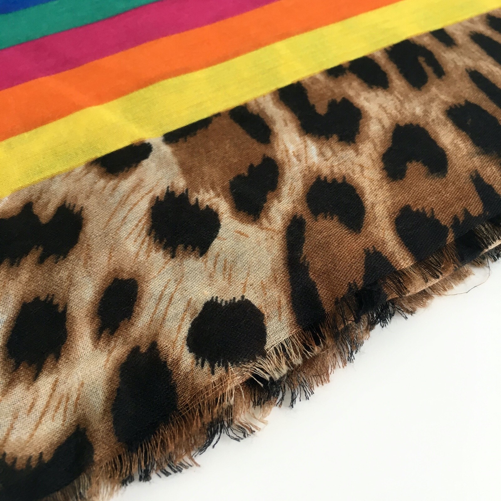 Ladies Large Leopard Print Scarf Animal Rainbow Striped Bright Shawl ...