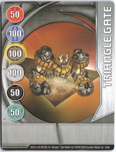 Bakugan TRIANGLE GATE Metal Gate Card SILVER 2008 BA351a-GA-SM-GBL-04 4 ...