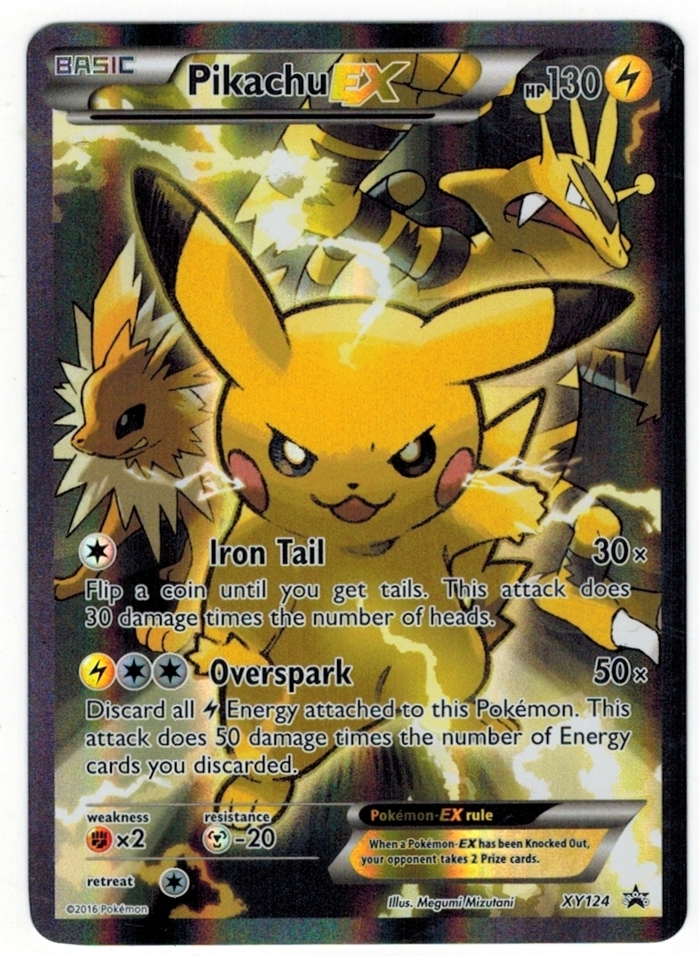 POKEMON TCG: PIKACHU EX XY124 - FULL ART HOLO CARD BLACK STAR PROMO ...