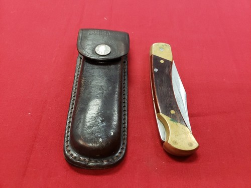 SCHRADE + USA LB7 LOCKBACK KNIFE Beautiful Wood Handles with Leather ...