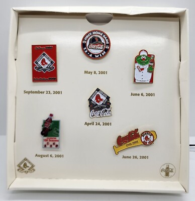 COCA COLA PIN SET BOSTON RED SOX CENTURY ALL 6 PINS BOX 2001 FENWAY ...