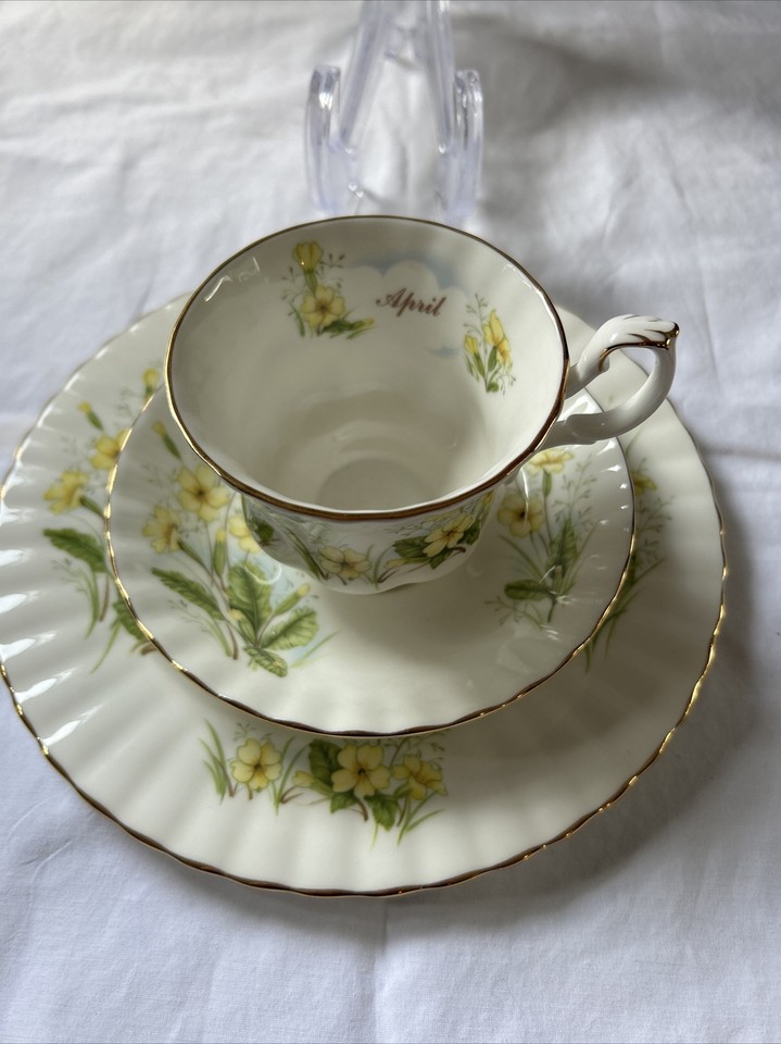 Vintage Royal Albert Wild Flower Of The Month APRIL Tea Cup TRIO Bone ...