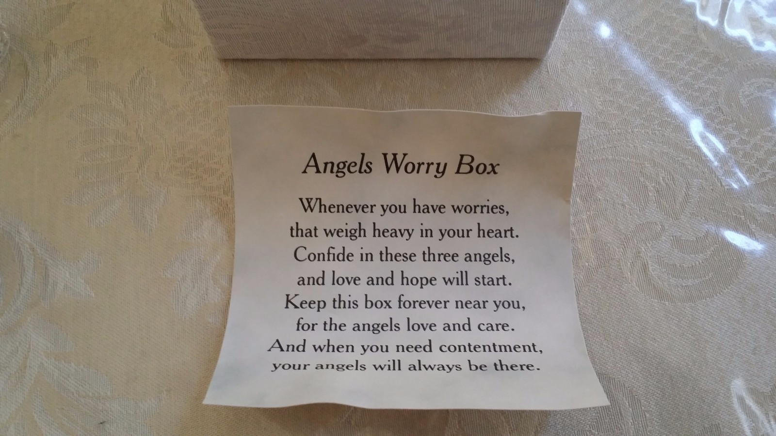 Peace and Love – Angels Worry Box w/ 3 Glass Angels and Poem Card | eBay