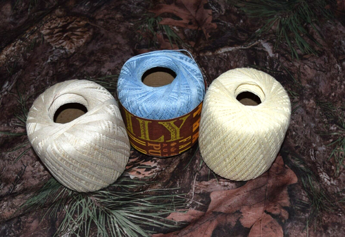 Lot OF 3 Balls KNIT CRO SHEEN Crochet Thread ECRU BLUE IVORY color 247 ...