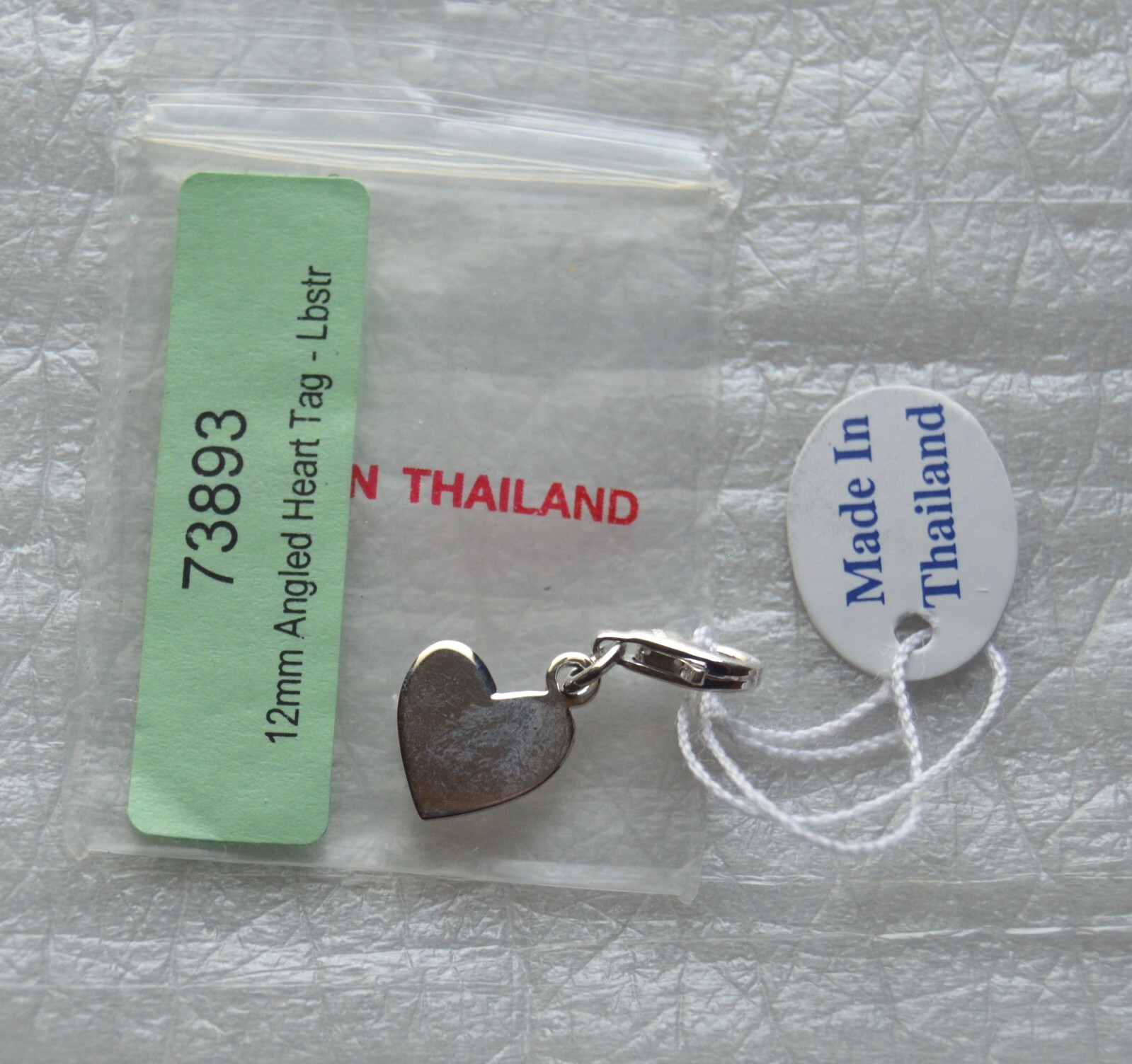Sterling Silver 925 Angled Heart Charm Pendant Tag | eBay