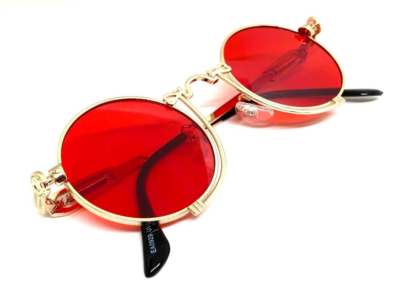 Men's Classic RETRO Modern STEAMPUNK Cyber SUN GLASSES Round Gold Frame ...