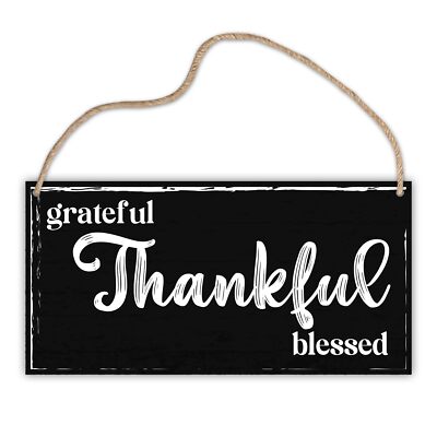Blessed Signs for Home Decor Wooden Hanging Sign Plaque Thankful ...