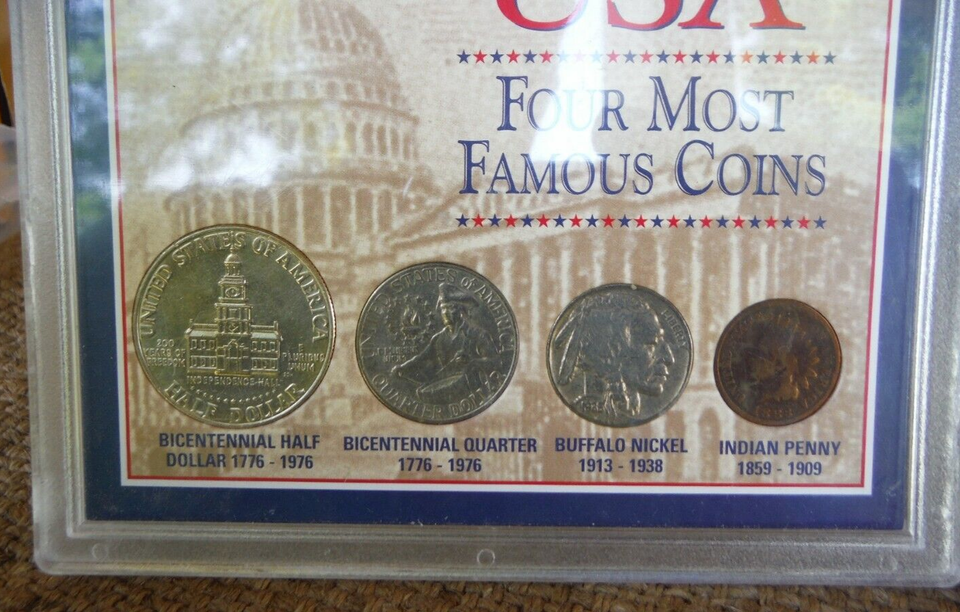 USA Four Most Famous Coins Genuine Set Buffalo Nickel, Indian Head ...