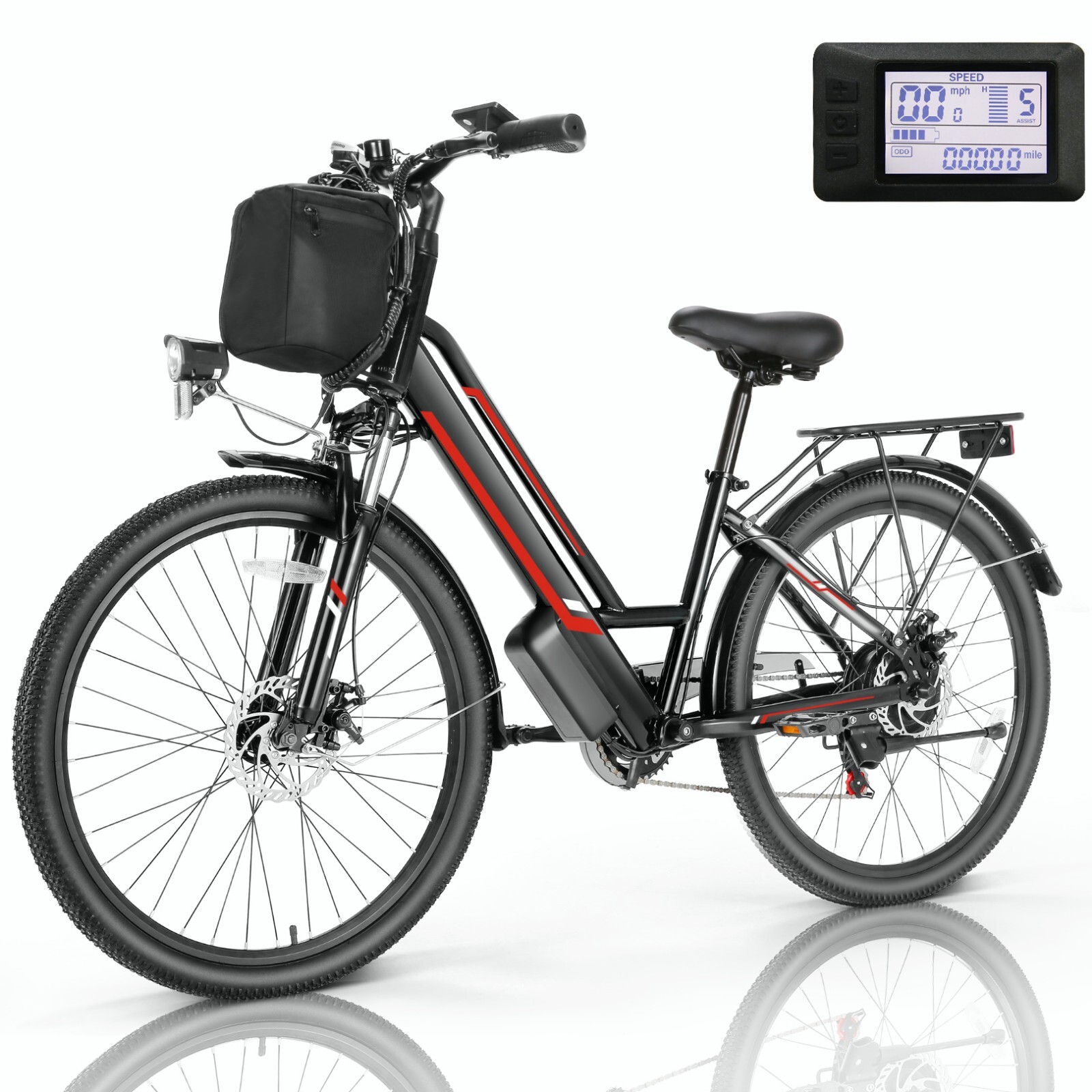 26" Electric Bike 500W 48V Mountain Bicycle Low Step Thru E-Bike for ...
