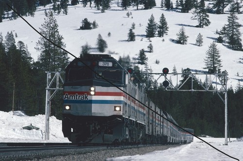 Original Koda. Slide- Amtrak F40PH #378 on Train #6 at Soda Springs CA ...