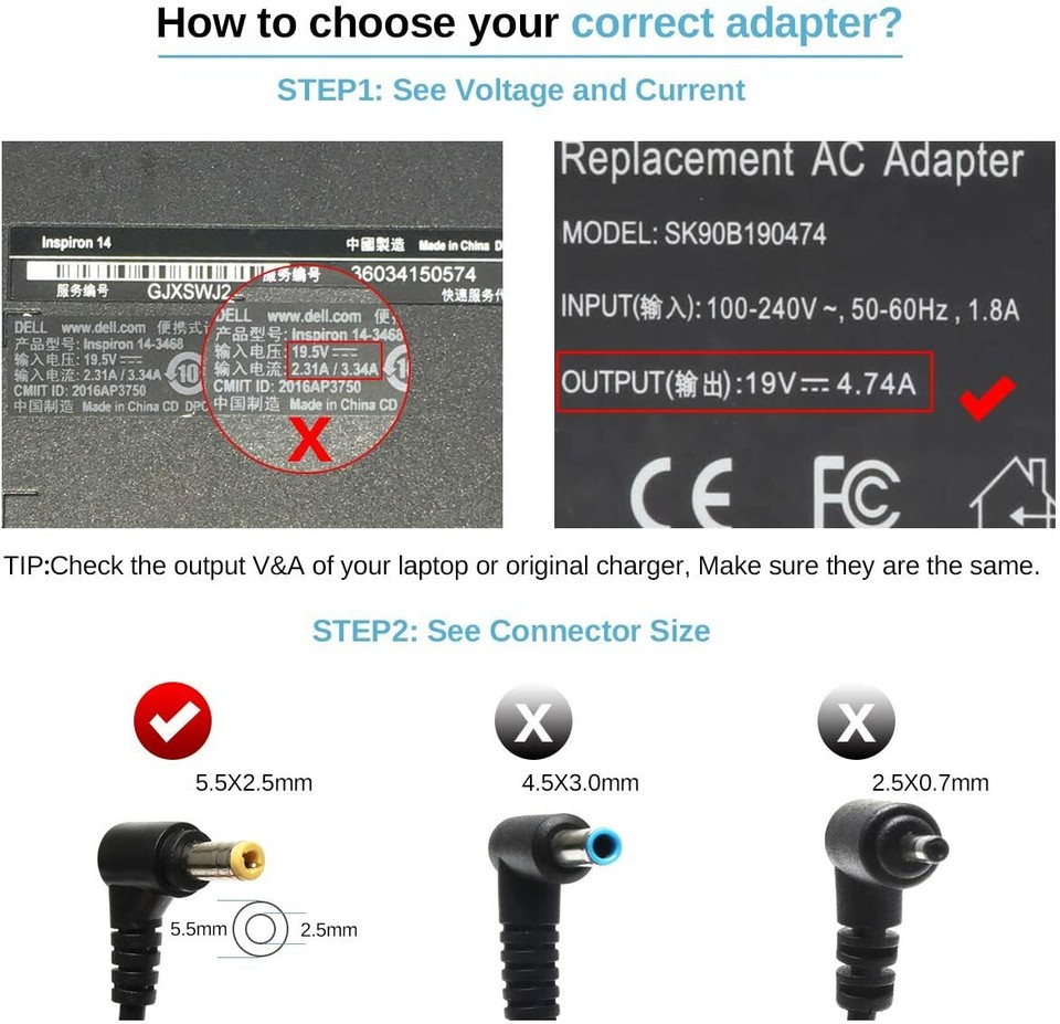 AC Charger for Toshiba Satellite C55-B C55-B5100 C55-B5101 C55-b5200 ...