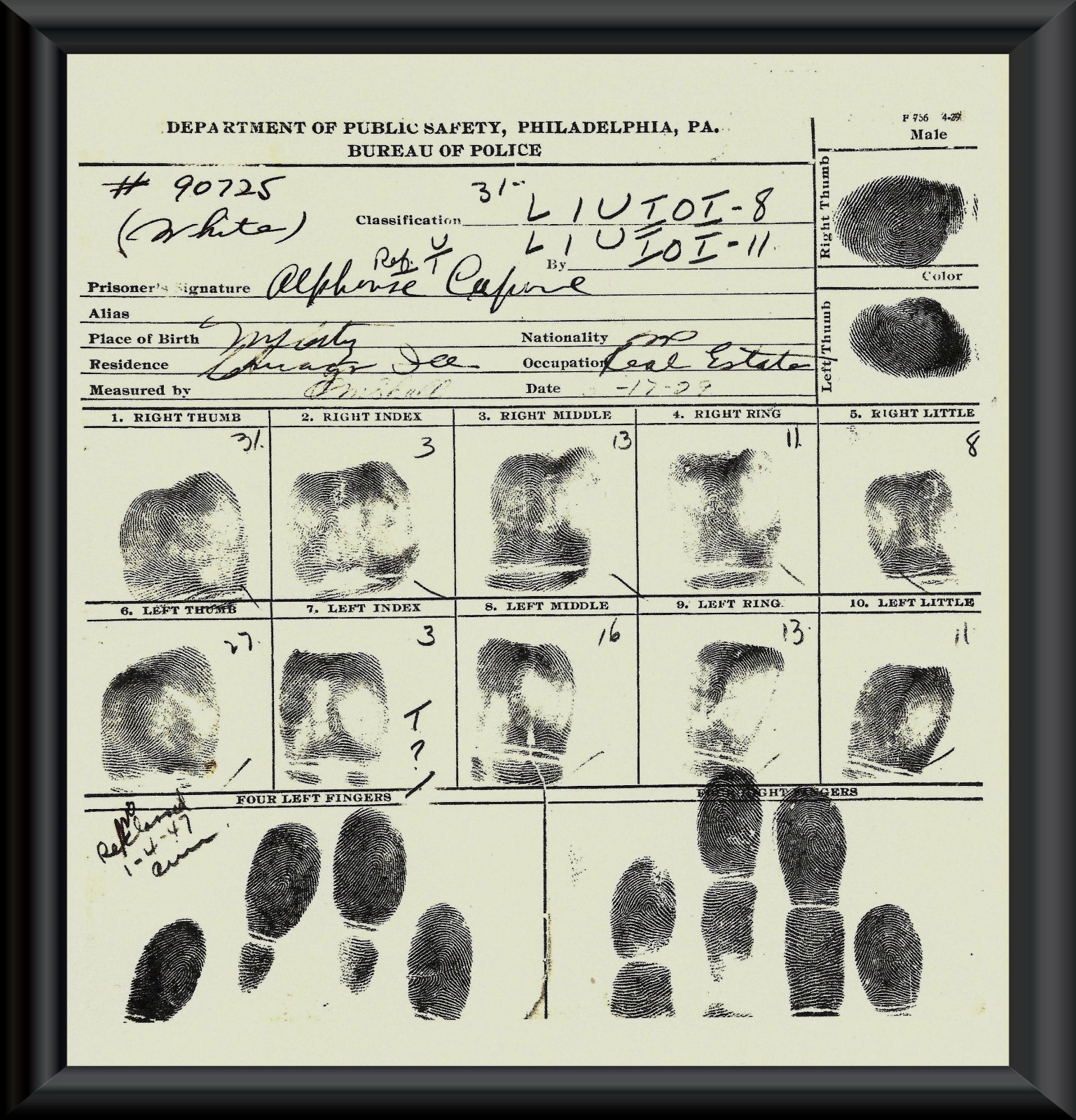 Al Capone Autograph & Booking Sheet Reprint On Fine Linen Paper P002 | eBay