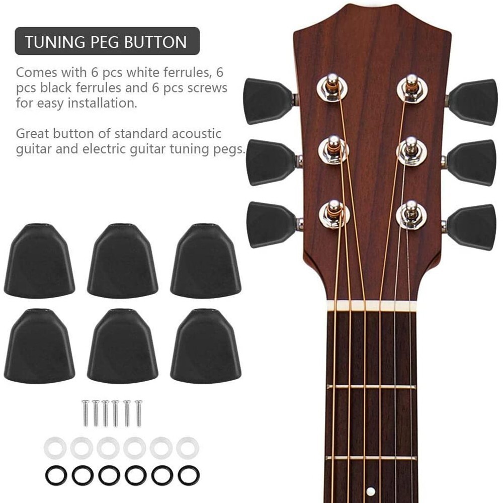6Pcs Black Retro Trapezoid Plastic Guitar Tuning Peg Tuners Machine ...