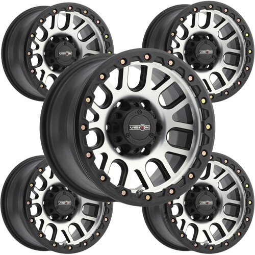 (Set-5) Vision 111 Nemesis 17x9 6x5.5" -12mm Black/Machined Wheels Rims ...