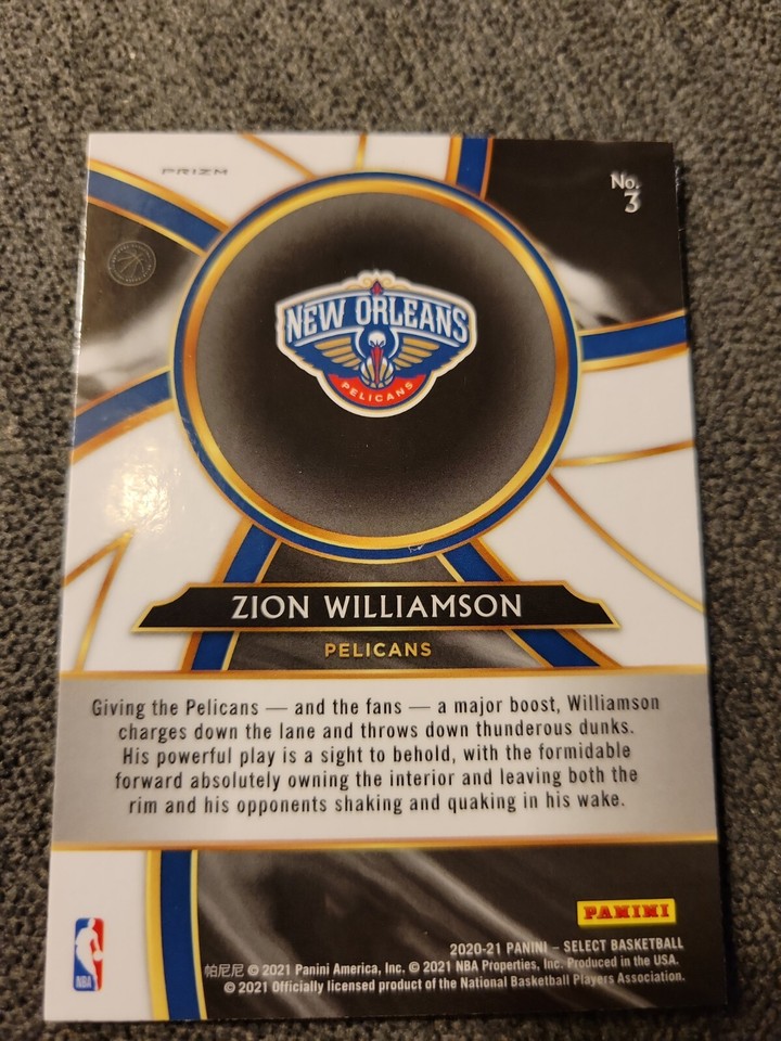 2020-21 NBA SELECT SSP ZION WILLIAMSON BLUE SHIMMER PRIZM TURBOCHARGED ...