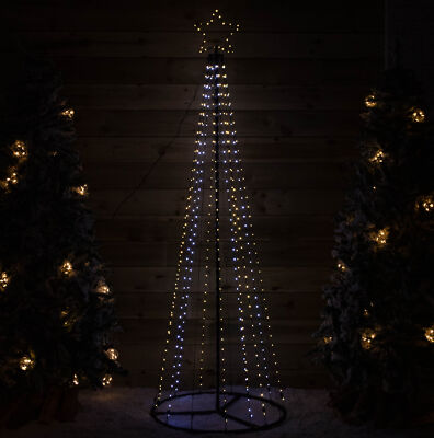 2.5m Christmas Pyramid Cone Tree with 835 Multi-Action White & Warm ...